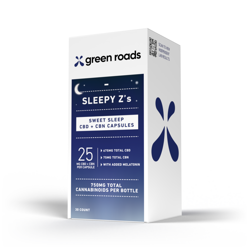GREEN ROADS WORLD Sweet Sleep CBD Capsules – 25mg - Cool Blue Distribution