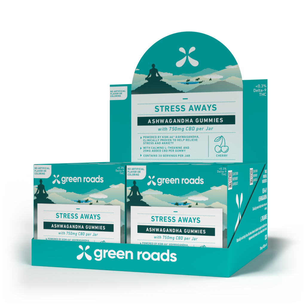 GREEN ROADS WORLD "Stress Away" Gummies (w/ Ashwagandha) – 25 mg - Cool ...