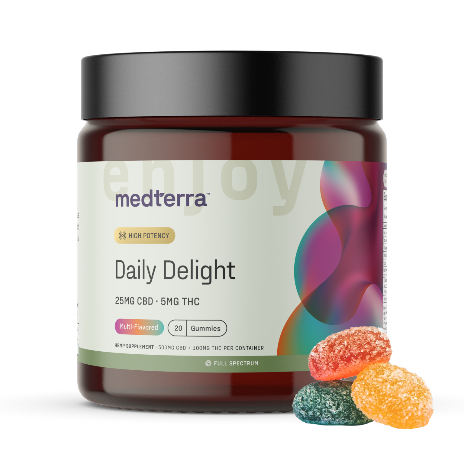 Medterra Daily Delight Gummies – 25mg CBD/5mg THC – 20ct - Cool Blue ...